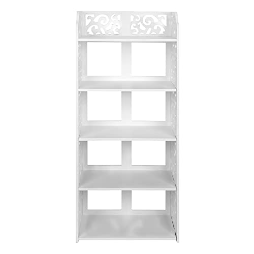 Shoe Cabinet Rack,Shoe Rack with White Chic Hollow Shoe Closet Wood Plastic Plate Baroque Storage Organizer Stand Shelf Holder Space Saving (5 Tier)