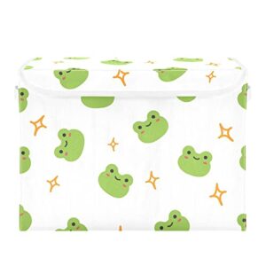 krafig cartoon animal frog foldable storage box large cube organizer bins containers baskets with lids handles for closet organization, shelves, clothes, toys