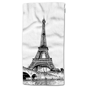 hgod designs eiffel tower hand towels,vintage french paris eiffel tower cityscape art design 100% cotton soft bath hand towels for bathroom kitchen hotel spa hand towels 15"x30"