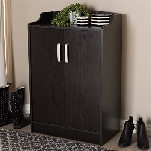 BOWERY HILL Contemporary Shoe Cabinet in Wenge Brown