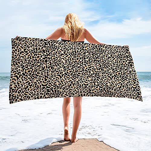 SHUIHAN Leopard Beach Towels for Adults Leopard Towels Panther Cheetah Print Beach Towel Swim Towels Oversized Beach Blanket