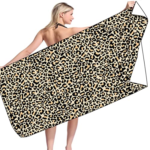 SHUIHAN Leopard Beach Towels for Adults Leopard Towels Panther Cheetah Print Beach Towel Swim Towels Oversized Beach Blanket