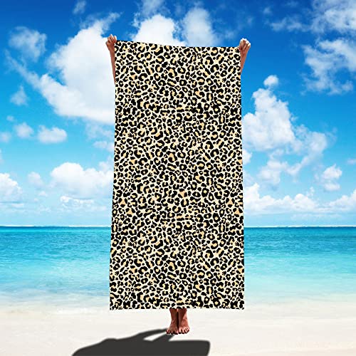 SHUIHAN Leopard Beach Towels for Adults Leopard Towels Panther Cheetah Print Beach Towel Swim Towels Oversized Beach Blanket