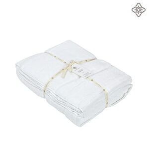 BIOWEAVES 100% Organic Cotton 700 GSM Plush 6-Piece Towel Set GOTS Certified, 2 Bath Towels, 2 Hand Towels & 2 Washcloths - White