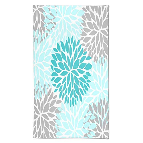 Mount Hour Flower Turquoise Blue and Gray Hand Towels Floral Face Towel Soft Guest Towel Portable Kitchen Tea Dish Towels Washcloths Bathroom Decor Housewarming Gifts 15.7" X 27.5