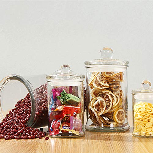 Maredash Glass Apothecary Jars,Bathroom Storage Organizer with lids - Glass canisters Jar Cotton Ball Holder Set of 8