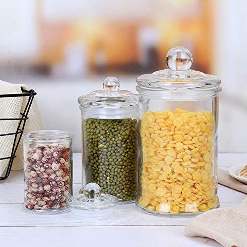 Maredash Glass Apothecary Jars,Bathroom Storage Organizer with lids - Glass canisters Jar Cotton Ball Holder Set of 8