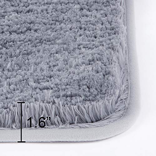 Walensee Bathroom Rug Non Slip Bath Mat for Bathroom (16 x 24, Grey) Water Absorbent Soft Microfiber Shaggy Bathroom Mat Machine Washable Bath Rug for Bathroom Thick Plush Rugs for Shower