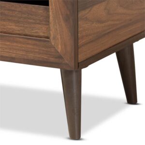 Baxton Studio Salma Modern and Contemporary Walnut Brown Finished Wood 2-Door Shoe Storage Cabinet