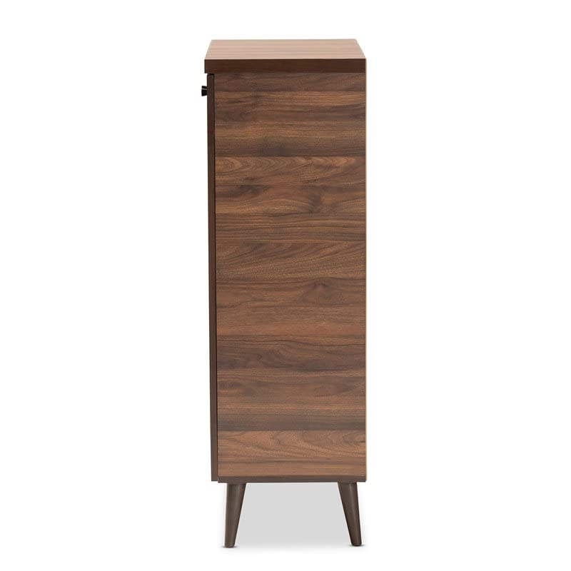 Baxton Studio Salma Modern and Contemporary Walnut Brown Finished Wood 2-Door Shoe Storage Cabinet