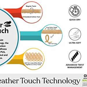 A1HC Towels Cotton Washcloths Set 100% Organic Cotton, GOTS Certified Premium Quality Face Cloths, Feather Touch Technology Highly Absorbent and Soft Feel Fingertip Towels, Pack of 6