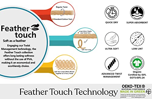 A1HC Towels Cotton Washcloths Set 100% Organic Cotton, GOTS Certified Premium Quality Face Cloths, Feather Touch Technology Highly Absorbent and Soft Feel Fingertip Towels, Pack of 6