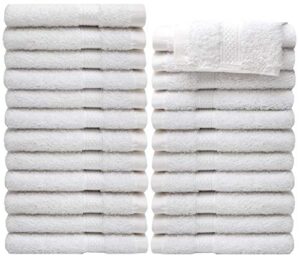 pleasant home washcloths set - 24 pack (12” x 12”) – 570 gsm- 100% ring spun cotton wash cloth - super soft and highly absorbent face towels (white)