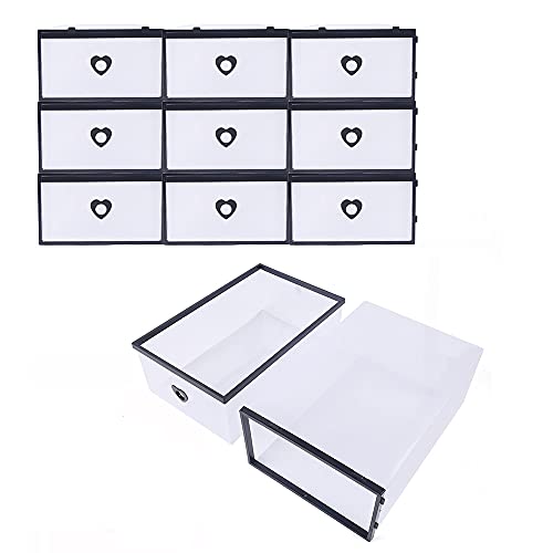 TBVECHI Clear Drawer Shoe Box Foldable & Stackable Organizer Case Foldable Sneaker Display Box Shoe Storage Organizers 12.2 x 8.3 x 4.7in (Black - 24 pack)