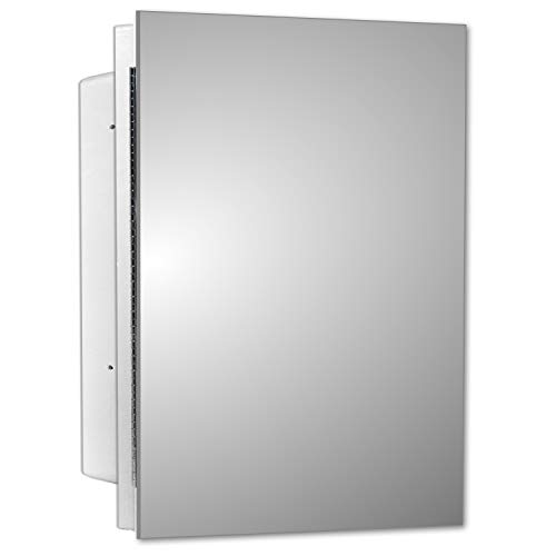 Mirrors and More 16" x 22" Medicine Cabinets for Bathroom with Mirror - Frameless Pencil Edge, Recessed, Modern Home Décor, Polish Edge, Non Adjustable Shelves