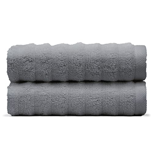 Cosy House Collection 2-Pack Classic Cotton Washcloth Towel Set - Ultra Soft, Absorbent & Quick Drying - Luxury 100% Cotton Plush Towel - for Bathroom, Shower & Kitchen (Washcloth, Grey)