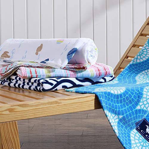 SCOUT Home | Oversized Beach Towel 100% Cotton, Ultra Soft & Absorbent, Fade-Resistant, Medium-Weight, 70 x 40, Waterworld