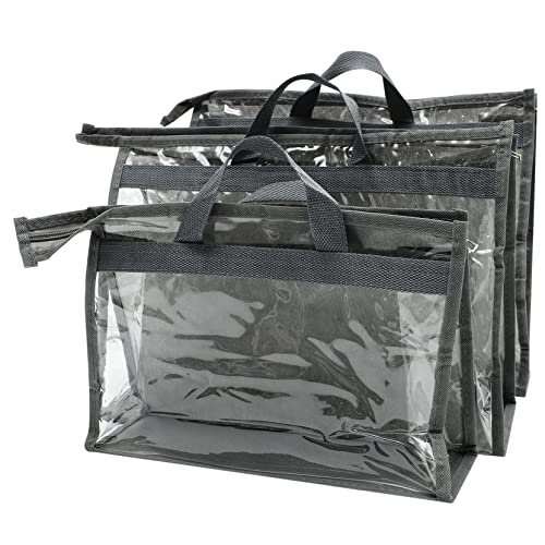 Cabilock 3pcs Bag Hanging Bag Zip Tote Bag Handbag Storage Bag Hanging Closet Bag Protector Clear Hangers Hanging Storage Pockets Purse Storage Organizer Zipper Storage Bags Purse