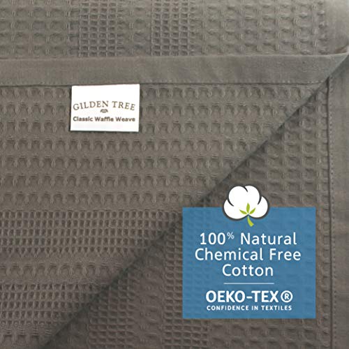 GILDEN TREE Waffle Towel Quick Dry Thin Exfoliating, 4 Pack Washcloths for Face Body, Classic Style (Stone)