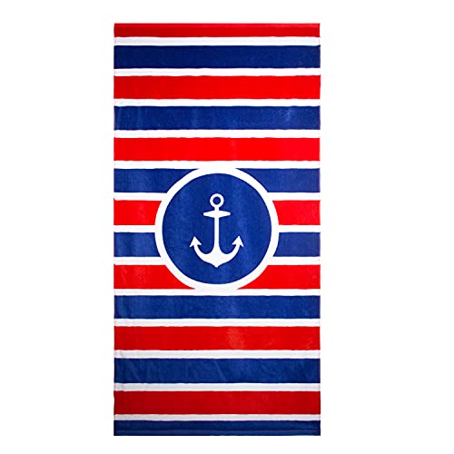 Outdoor Living Patriotic Beach Towel 4 Pack Set in Variety Stars, Stripes, Anchor, Flag