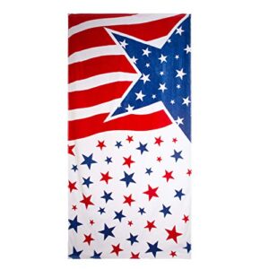 Outdoor Living Patriotic Beach Towel 4 Pack Set in Variety Stars, Stripes, Anchor, Flag