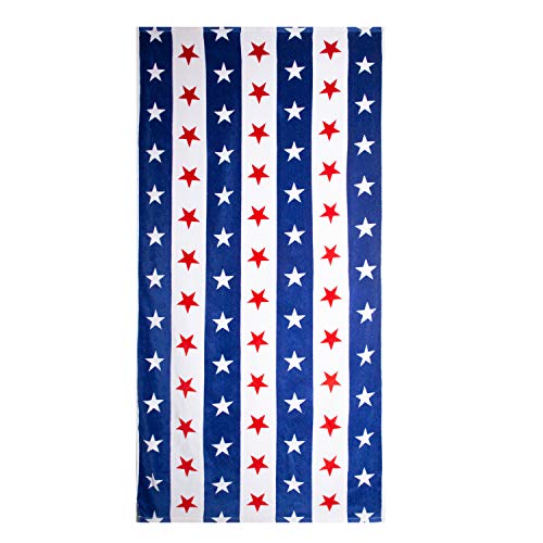 Outdoor Living Patriotic Beach Towel 4 Pack Set in Variety Stars, Stripes, Anchor, Flag