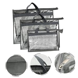 HANABASS 3pcs Bag Hanging Bag Clear Storage Bags Hanging Storage Bag Clear Hangers Plastic Tote Bag Clear Handbag Organizer Handbag Storage Bag Pvc Storage Bags Storage Pouches