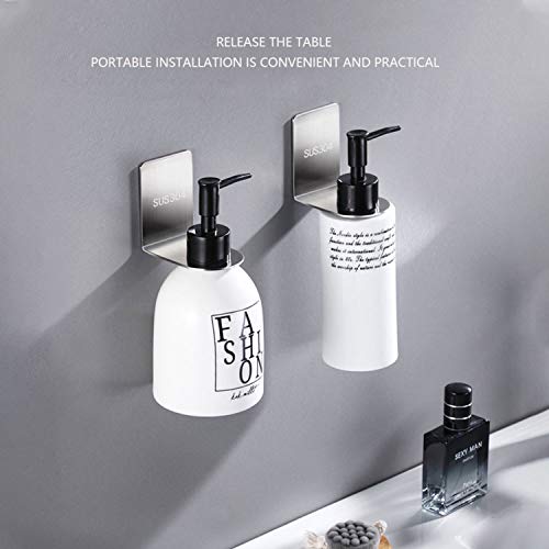 HUNANBANG Non Drilling Adhesive Shower Gel Bottle Rack, Shampoo Dispenser Bottle Holder Hand Soap Dispenser Holder, Liquid Soap Bottle Holder Adhesive Wall Mounted (2 PACK, 2 S Size)