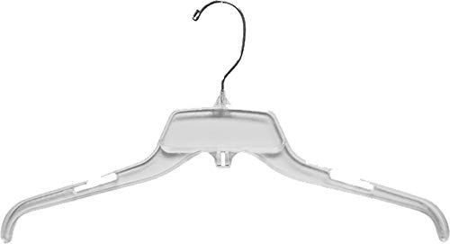 Clear Plastic Top Hanger, Box of 100 Space Saving Hangers w/ Notches and 360 Degree Swivel Hook for Shirt or Dress by The Great American Hanger Company