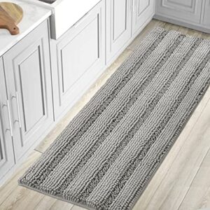 h.versailtex bathroom rugs bath mat runner rug non slip kitchen rug extra long bath rug runners oversized 59" x 20" absorbent washable dry fast plush area rug for bathroom/bedroom - dove