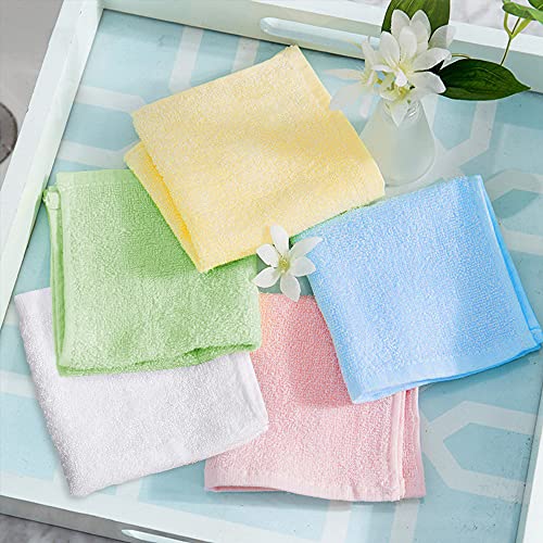 Yoofoss Luxury Bamboo Washcloths Towel Set 10 Pack Baby Wash Cloth for Bathroom-Hotel-Spa-Kitchen Multi-Purpose Fingertip Towels and Face Cloths 10'' x 10''