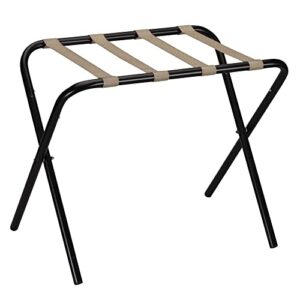 household essentials 2126-1 folding luggage rack | black frame with khaki straps