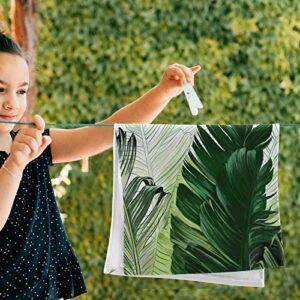 susiyo Hand Towel for Bathroom Set of 2 Absorbent Face Towel for Hotel Gym Guest Home Decorative, 28x14in (Green Palm Tree Leaves)