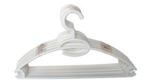 home basics pack of 10 tubular plastic hanger concave sides and center accessory hook for laundry, closet heavy-duty slim space saving (white, 1)