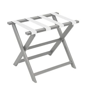 gate house furniture light grey straight leg eco folding luggage rack, 23" x 13" x 20"