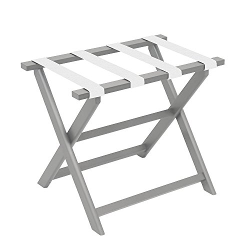 Gate House Furniture Light Grey Straight Leg ECO Folding Luggage Rack, 23" x 13" x 20"