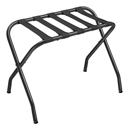 SONGMICS Luggage Rack, Suitcase Stand, Steel Frame, Foldable for Guest Room, Hotel, Bedroom, Black URLR001B01