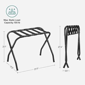 SONGMICS Luggage Rack, Suitcase Stand, Steel Frame, Foldable for Guest Room, Hotel, Bedroom, Black URLR001B01