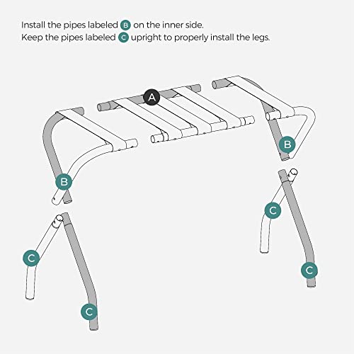 SONGMICS Luggage Rack, Suitcase Stand, Steel Frame, Foldable for Guest Room, Hotel, Bedroom, Black URLR001B01