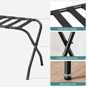 SONGMICS Luggage Rack, Suitcase Stand, Steel Frame, Foldable for Guest Room, Hotel, Bedroom, Black URLR001B01