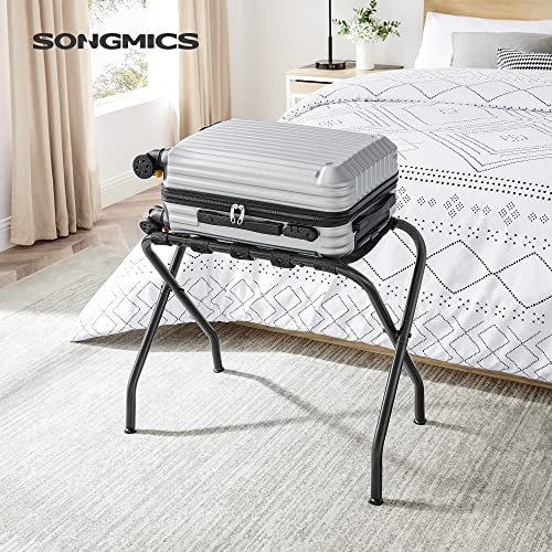 SONGMICS Luggage Rack, Suitcase Stand, Steel Frame, Foldable for Guest Room, Hotel, Bedroom, Black URLR001B01