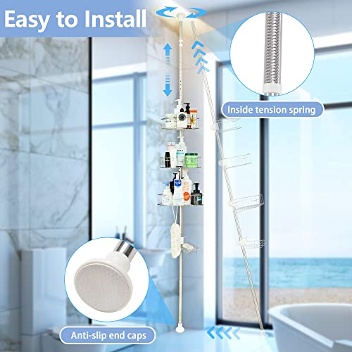 HOME COMPOSER Shower Organizer Corner - Extra Thick Rustproof Bathtub Caddy Shower Racks for Inside Shower - Adjustable Shower Shelf for Bathroom and Bathtub - 4 Tier Shelves, 40 to 120 Inch