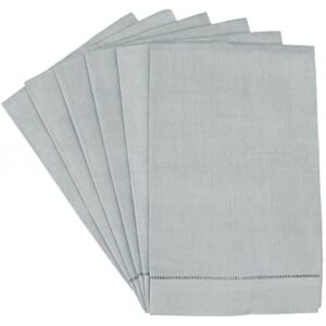 CleverDelights Gray Hemstitched Hand Towels - 6 Pack - 14" x 22" - 55/45 Linen Cotton Blend