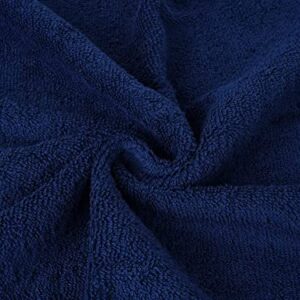 CASA COPENHAGEN Designed in Denmark 550 GSM 2 Large Bath Towels 2 Large Hand Towels 2 Washcloths, Super Soft Egyptian Cotton 6 Towels Set for Bathroom, Kitchen & Shower - American Blue & Red