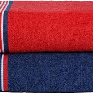 CASA COPENHAGEN Designed in Denmark 550 GSM 2 Large Bath Towels 2 Large Hand Towels 2 Washcloths, Super Soft Egyptian Cotton 6 Towels Set for Bathroom, Kitchen & Shower - American Blue & Red