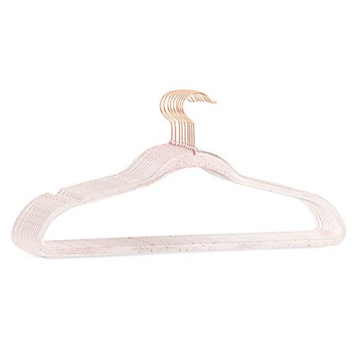 DOTMALL Plastic Glitter Coat Hanger, Non-Slip Space Saving Suit Hangers,Suits Hangers,Heavy Duty Clothes Hanger- Pack of 10 (Pink Gold)