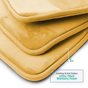 Clara Clark Bath Mat – Memory Foam Bath Mat - Soft Bathroom Rug - Non Slip and Super Absorbent - Fast Drying Machine Washable Bath Mat - Gold - Large Size 20” x 32”