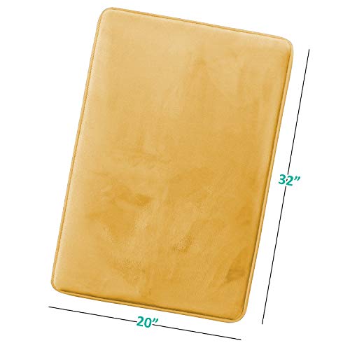 Clara Clark Bath Mat – Memory Foam Bath Mat - Soft Bathroom Rug - Non Slip and Super Absorbent - Fast Drying Machine Washable Bath Mat - Gold - Large Size 20” x 32”