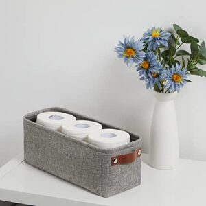 DULLEMELO Soft Cotton Fabric Bathroom Storage Baskets 2 Pack Fabric Shelf Baskets for Gifts Empty Small Storage Organizer for Closet,Toys,Bedroom (Grey)