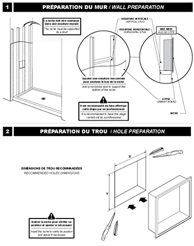 Sunrosa Gray Shower Niche Stainless Steel, Ready for Tile, Waterproof 11.8" x 23.6" Bathroom Recessed Niche with 1 Divider, Organizer Storage for Shampoo & Toiletry Storage